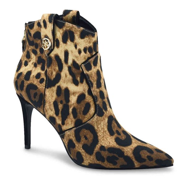 Guess | Shoes | Nib Guess Boscoe Leopard Fabric Ankle Bootie 85m | Poshmark